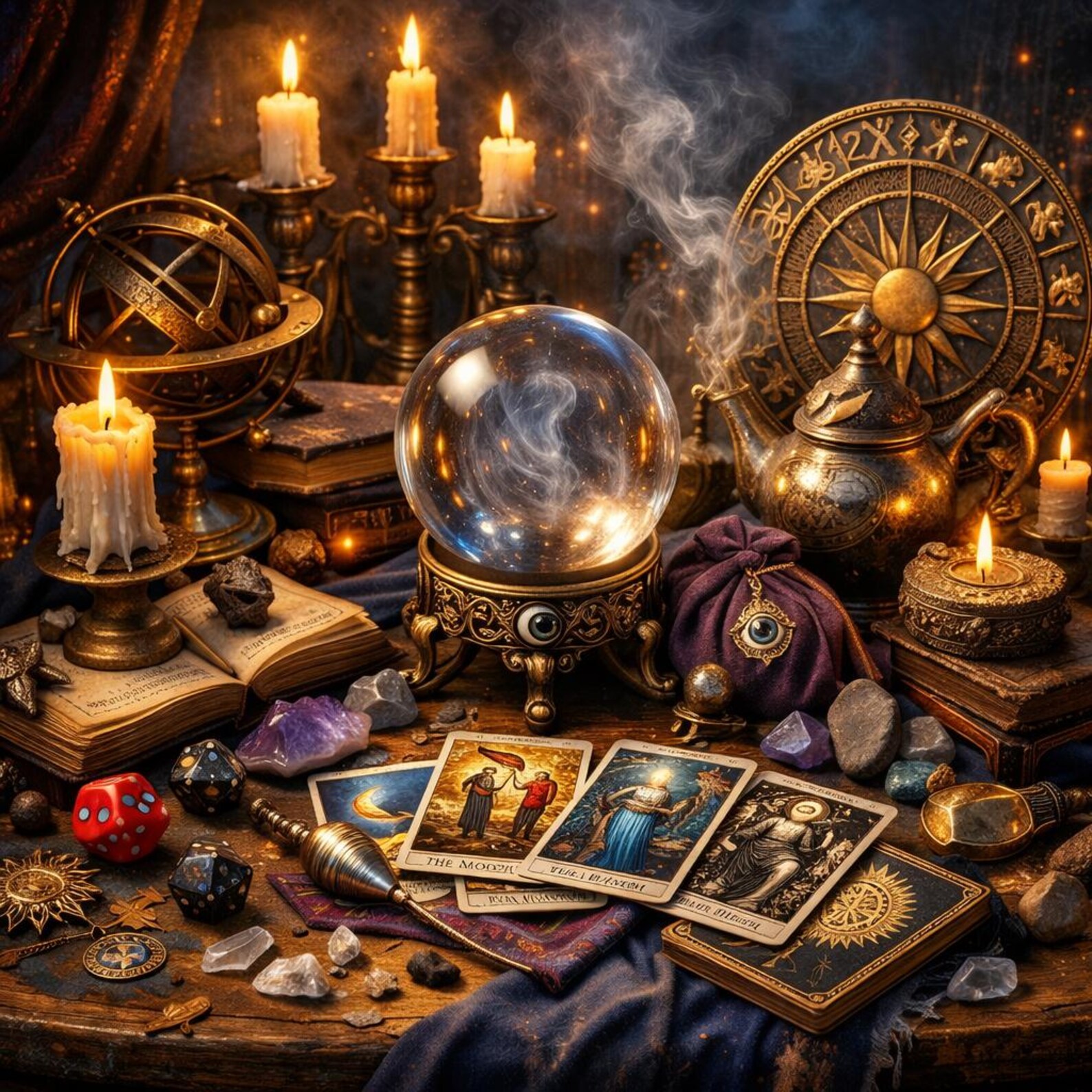 Mystical Crystal Ball Art Print Set – Tarot Altar Decor (digital ...