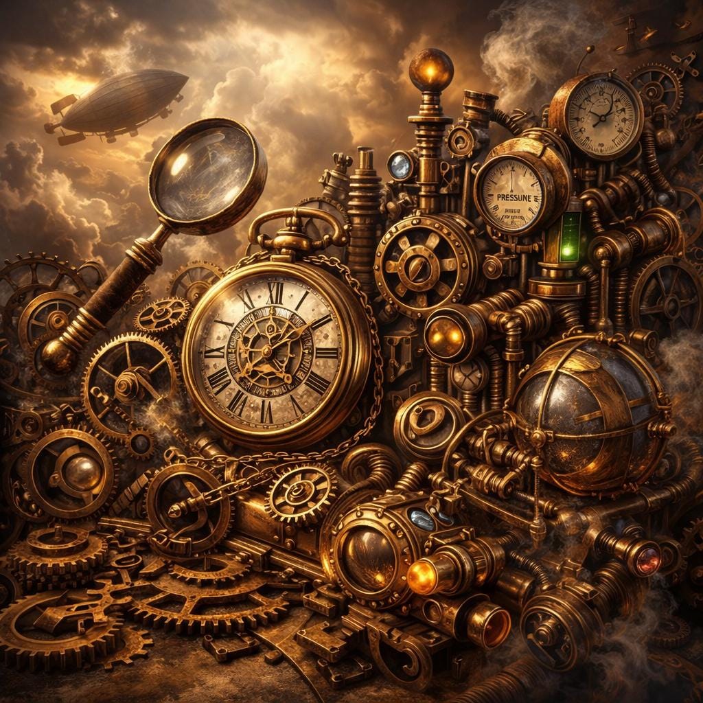 Steampunk Clockwork Digital Art Print – Brass Gears, Vintage Timepieces ...