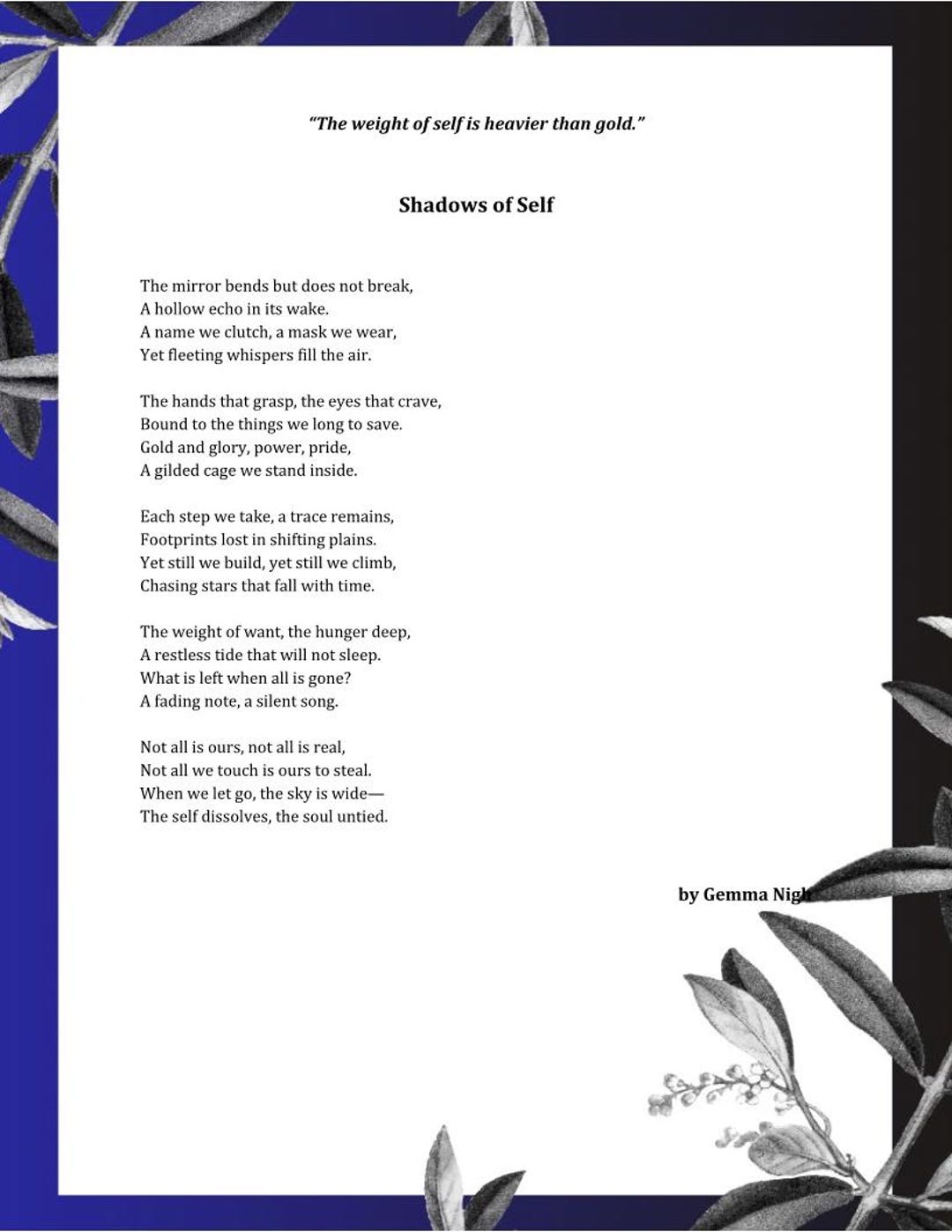 Shadows of Self - Minimalist Poetry Digital Download | Elegant Self ...