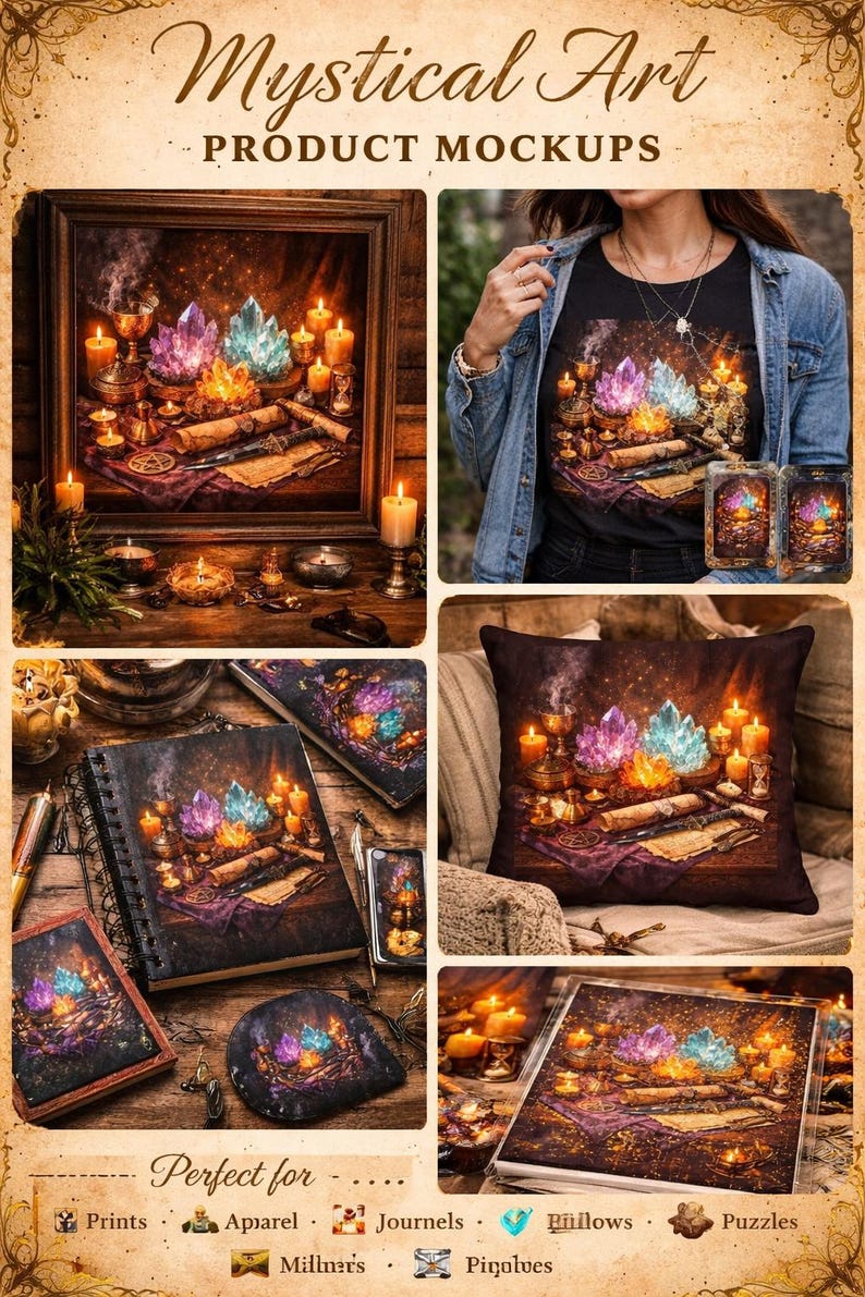 Crystal Altar Art Print – Mystical Witchcore Home Decor (digital ...