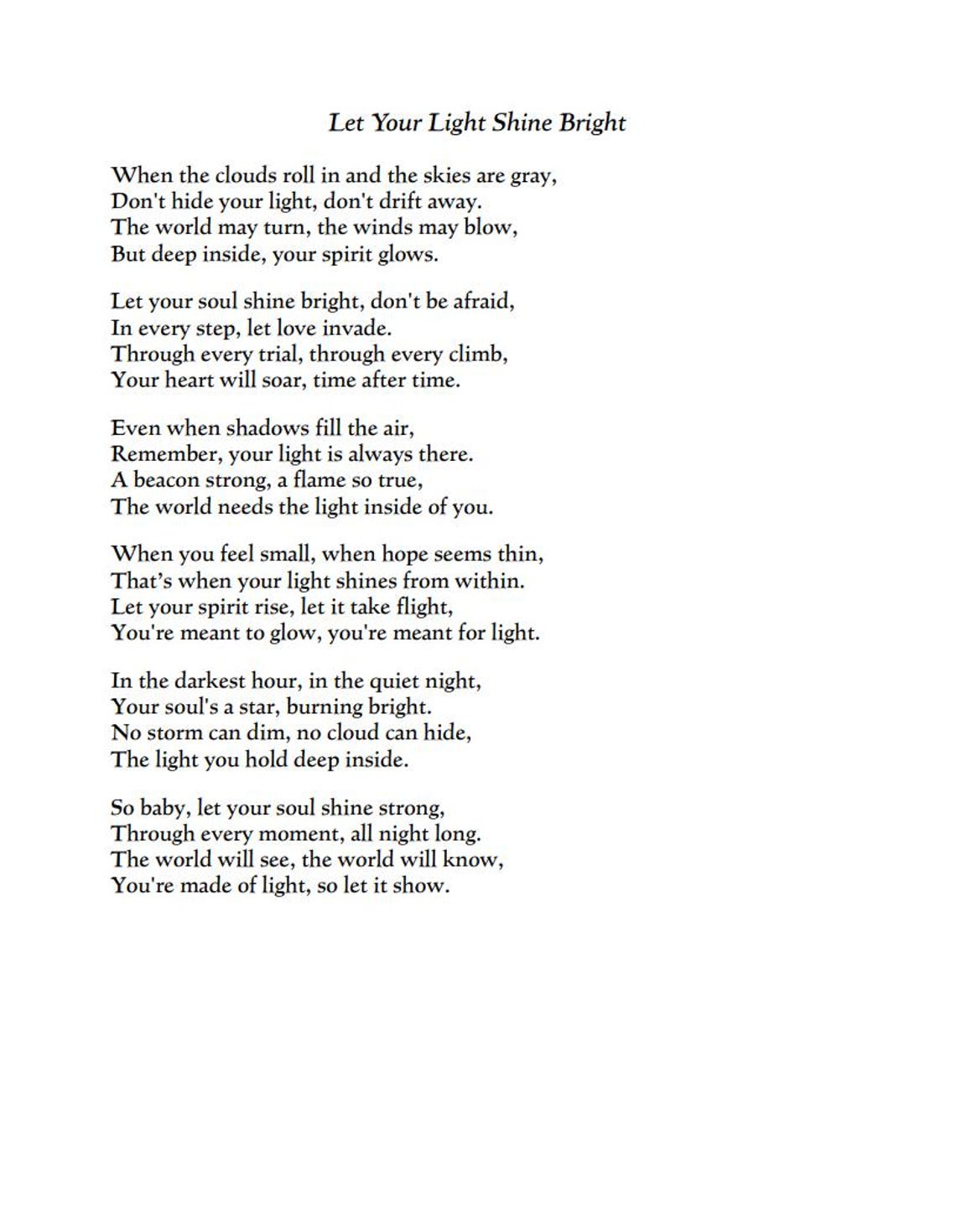 Let Your Light Shine Bright Inspirational Poem on Self-love and ...