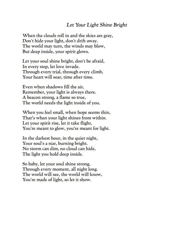 Let Your Light Shine Bright Inspirational Poem on Self-love and ...