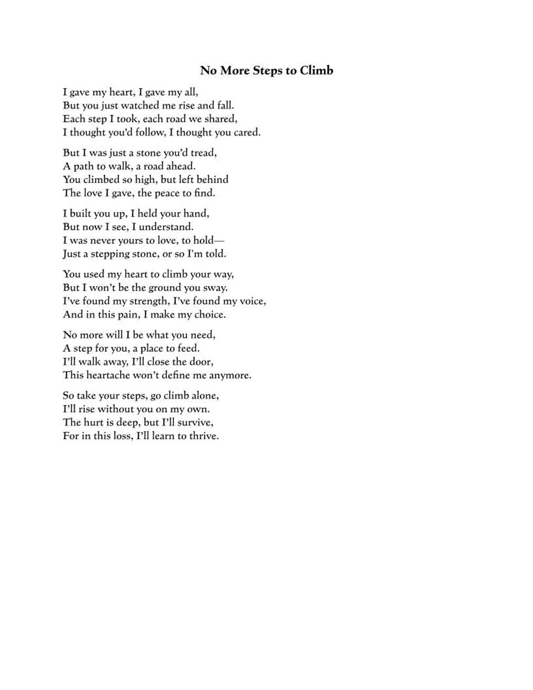 No More Steps to Climb Heartbreak Poem Digital PDF Download Break-up ...