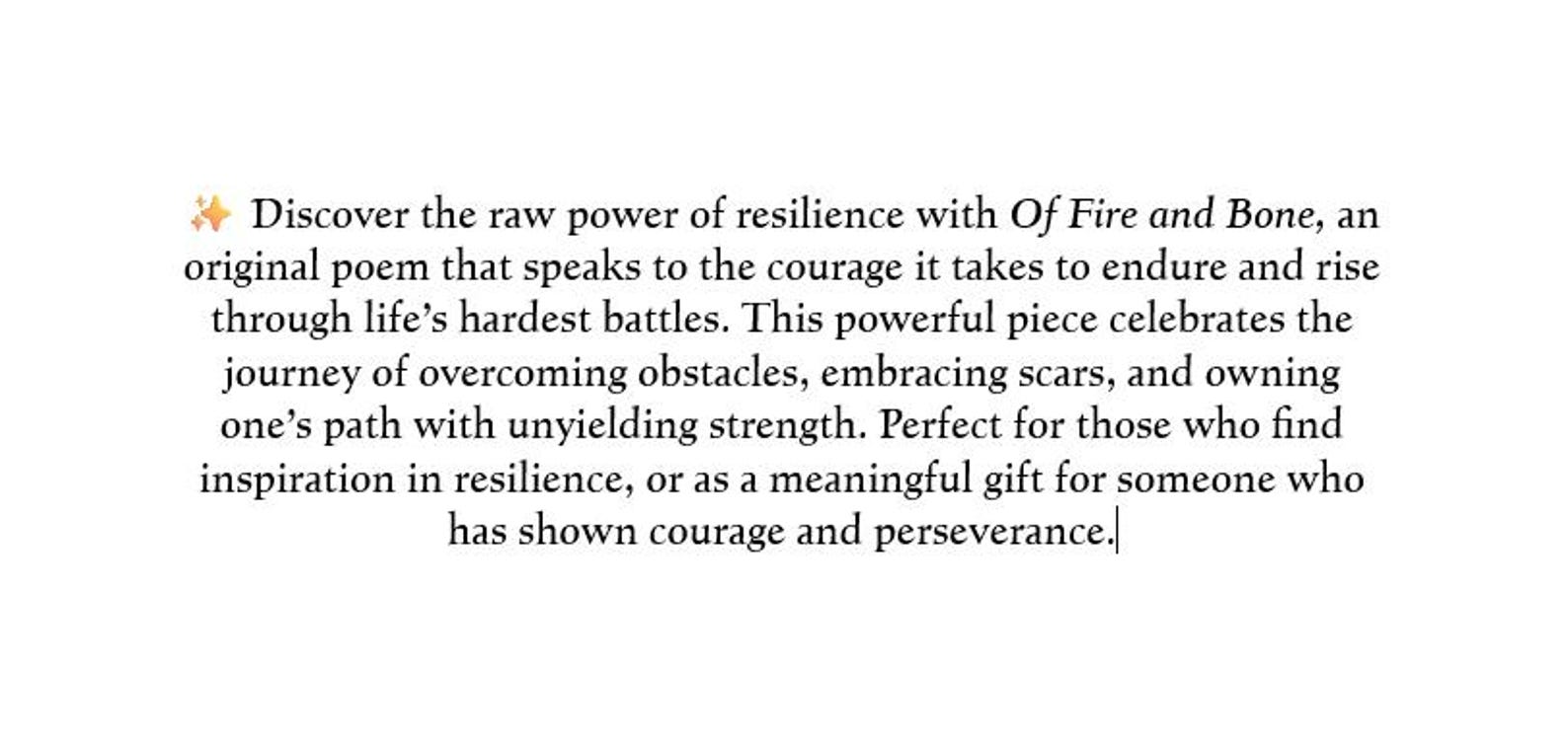 Of Fire and Bone A Poem of Strength and Sacrifice Digital PDF Download ...