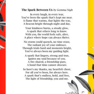The Spark Between Us Friendship Poem by Gemma Nigh Printable PDF - Etsy