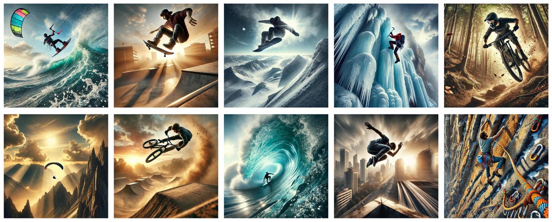 Extreme Sports Clipart Bundle - Snowboard, Surf, Skate, MTB ...