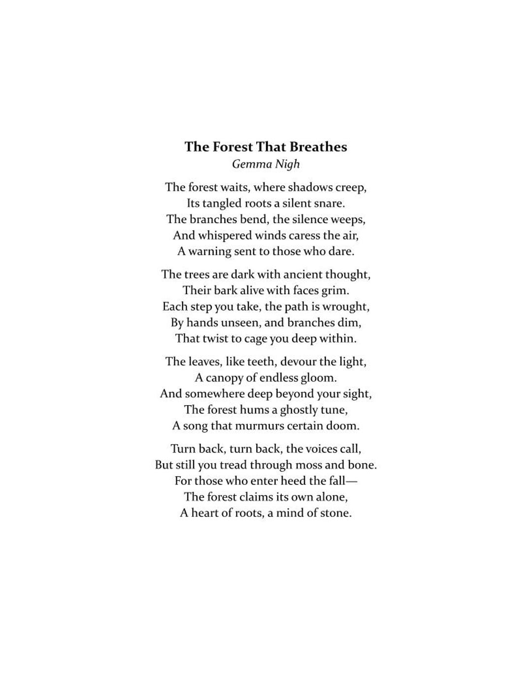 The Forest That Breathes A Dark Fantasy Poem by Gemma Nigh Digital ...