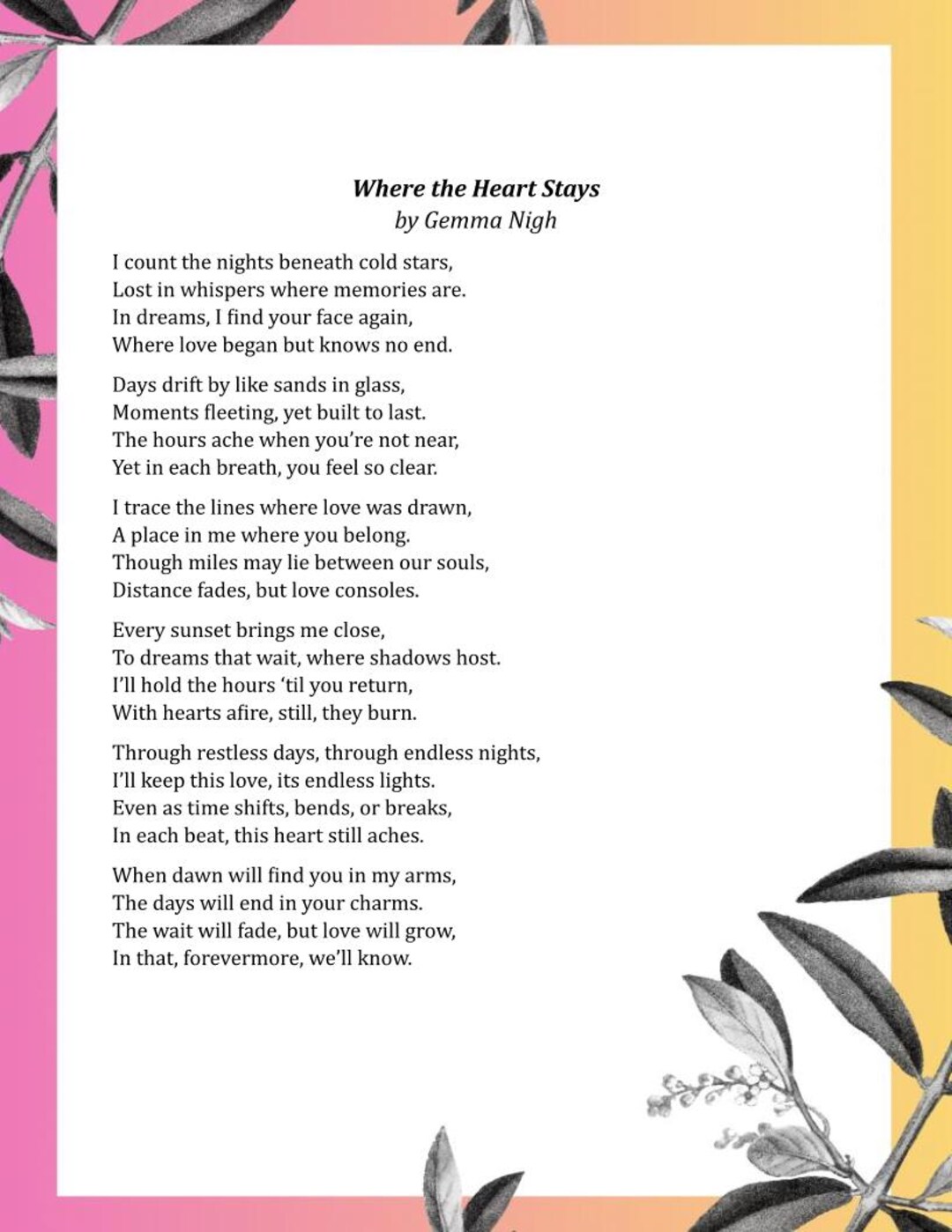 Where the Heart Stays Poem on Love, Longing, and Devotion by Gemma Nigh ...