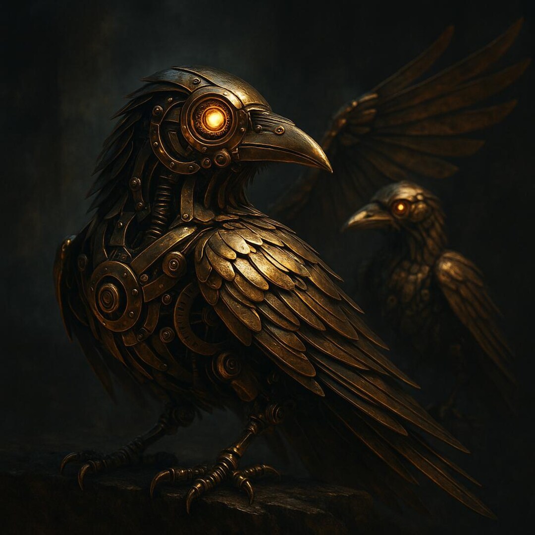 Clockwork Raven Art Print – Steampunk Fantasy, Industrial Decor ...