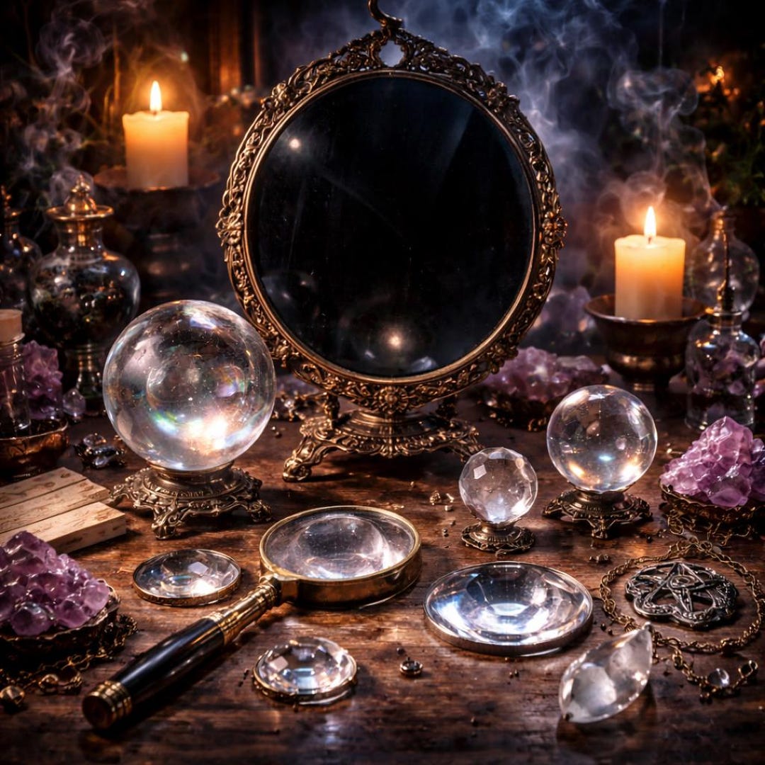 Black Mirror Scrying Tools Art Print – Mystical Divination (digital ...
