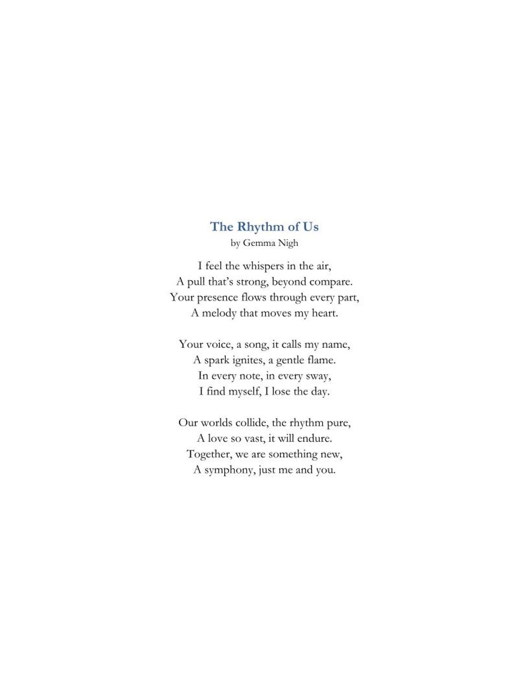 The Rhythm of Us Romantic Poem and Inspired Artwork by Gemma Nigh ...
