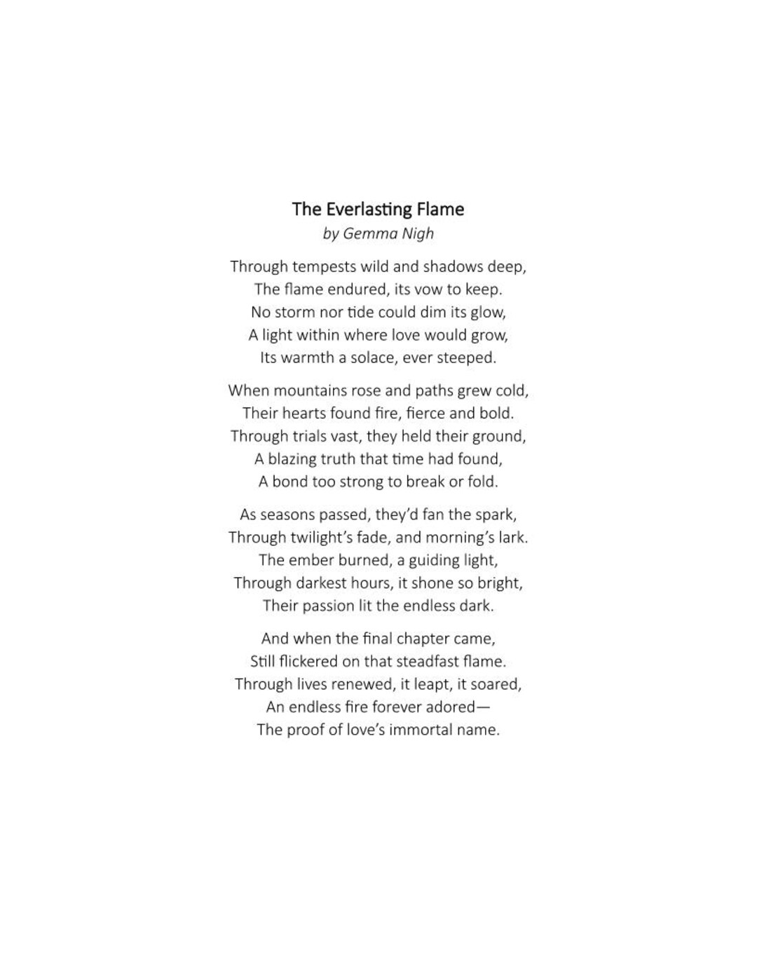 The Everlasting Flame by Gemma Nigh Motivational Digital Download Poem ...