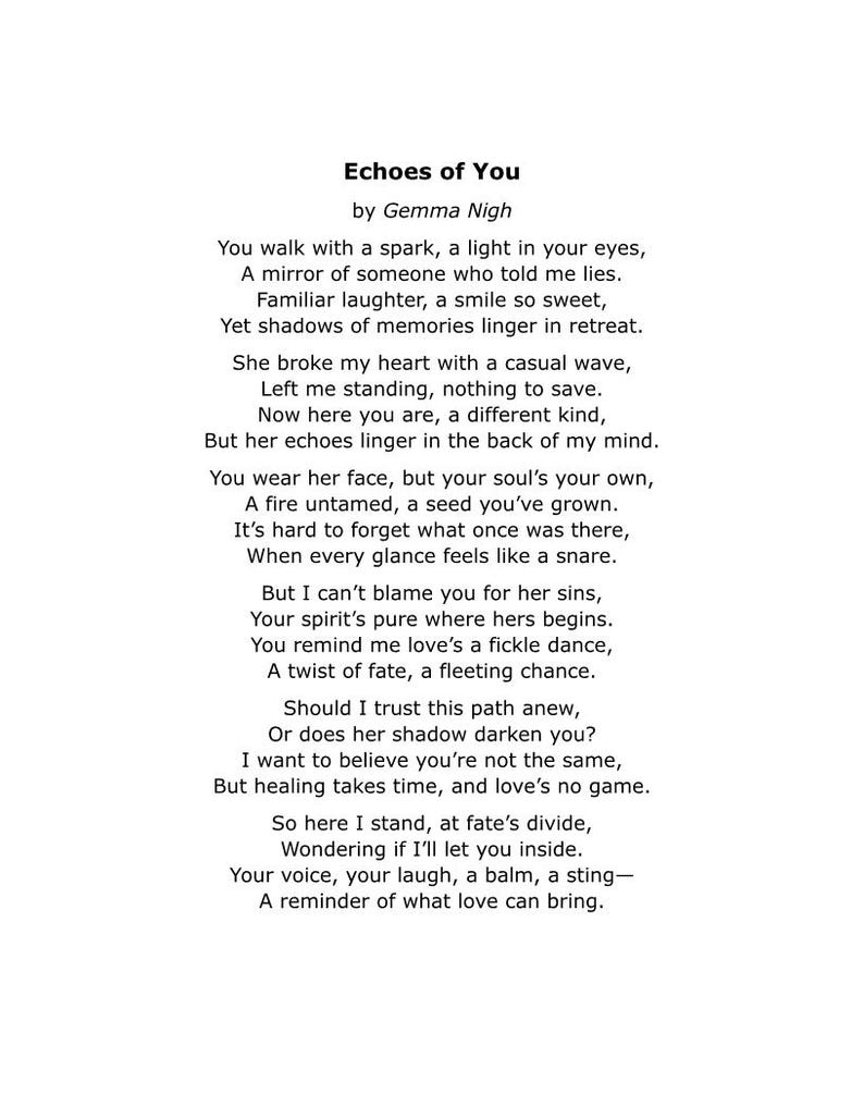 Echoes of You Digital Download Poem With Custom Page Border by Gemma ...