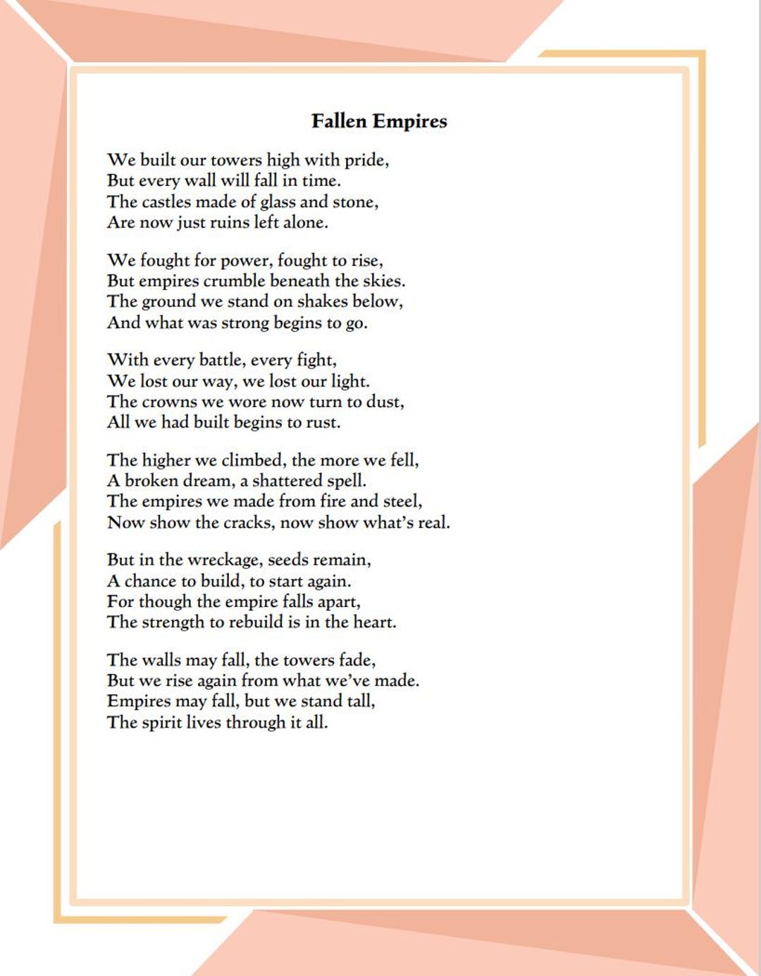 Fallen Empires Poem on Resilience and Rebuilding Digital PDF Download ...