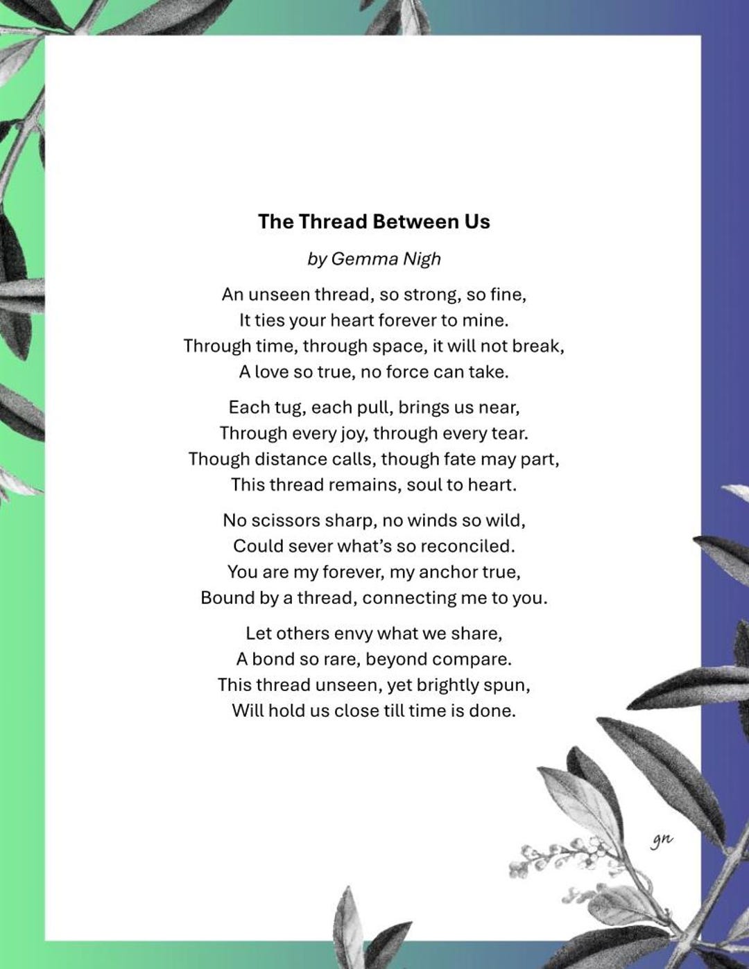 The Thread Between Us Poem About Soul Connections PDF Download by Gemma ...