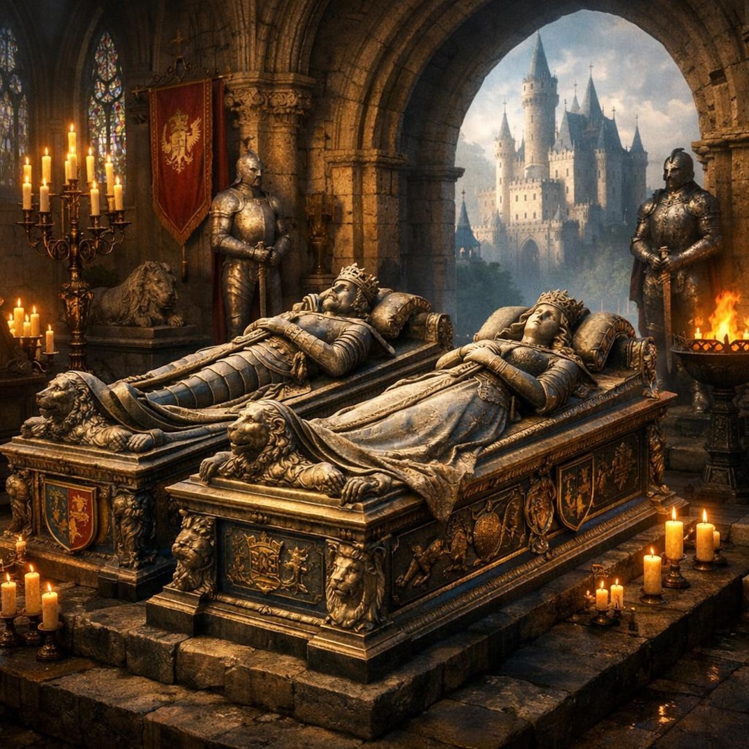 Royal Sarcophagi Gothic Tomb Art, 3D Castle Crypt Architecture Print ...