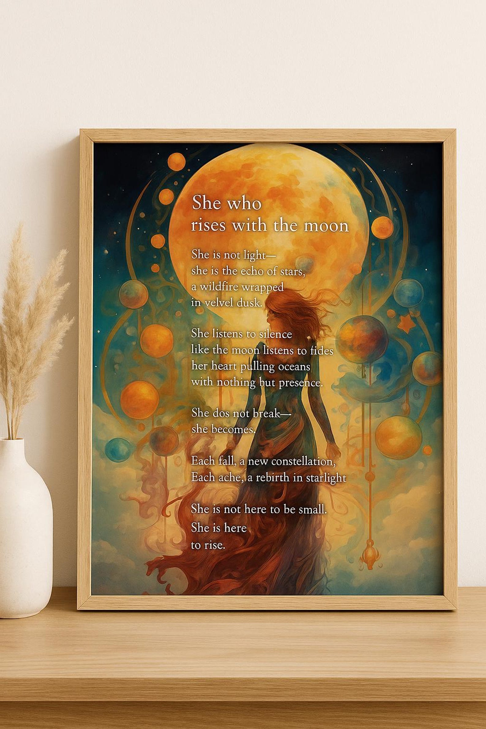 She Who Rises With the Moon | Printable Wall Art | Feminine Cosmic Art ...