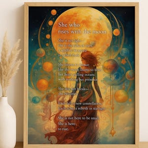 She Who Rises With the Moon | Printable Wall Art | Feminine Cosmic Art ...