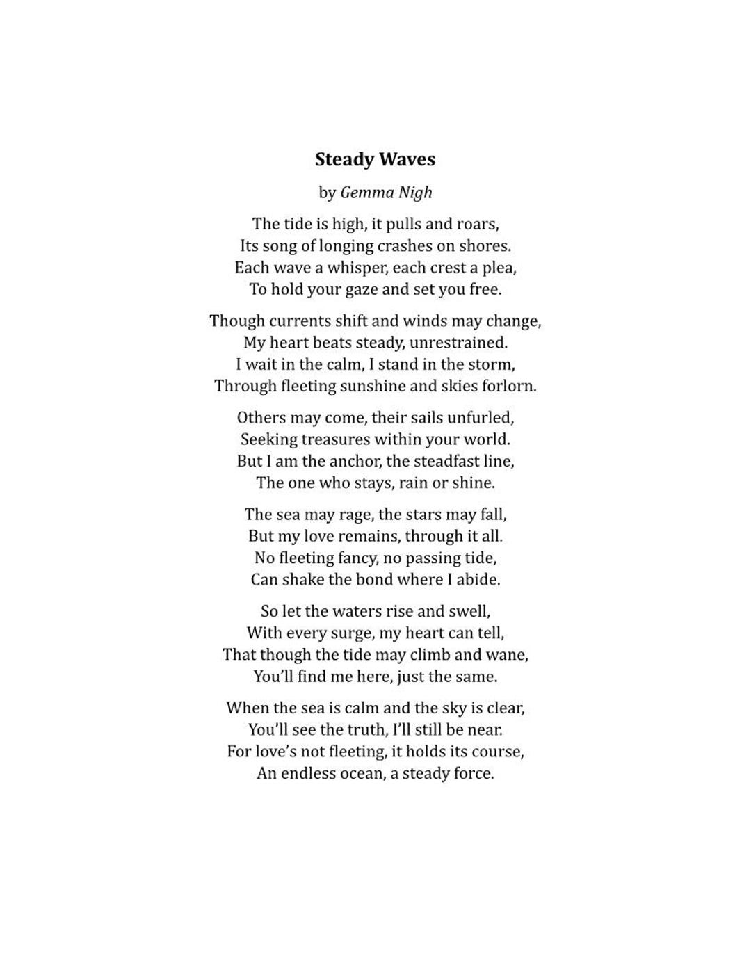 Steady Waves Digital Download Poem With Custom Page Border by Gemma ...