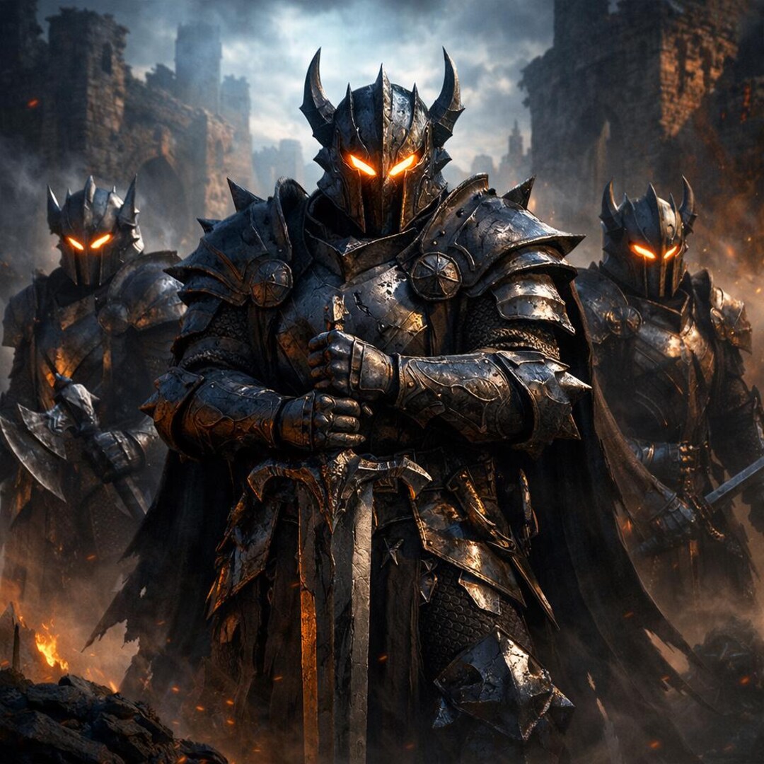 Sovereigns of the Cinder Keep – Dark Knight Fantasy Wall Art Print Set ...