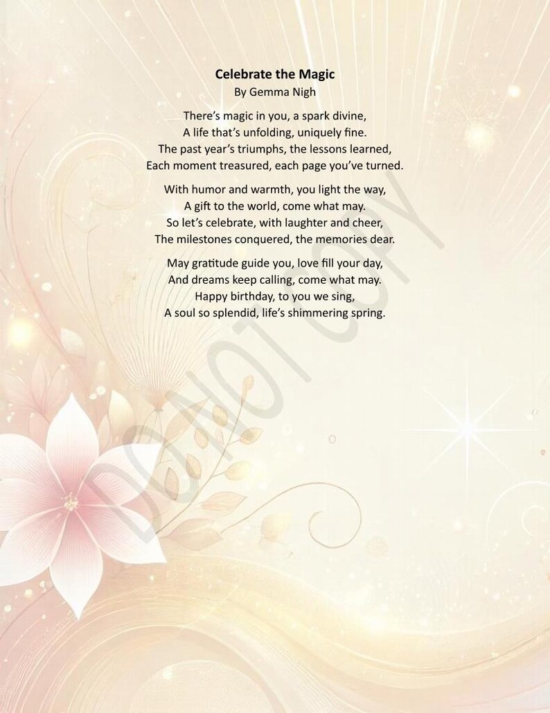 Celebrate the Magic Uplifting Poem Digital Download Inspirational ...
