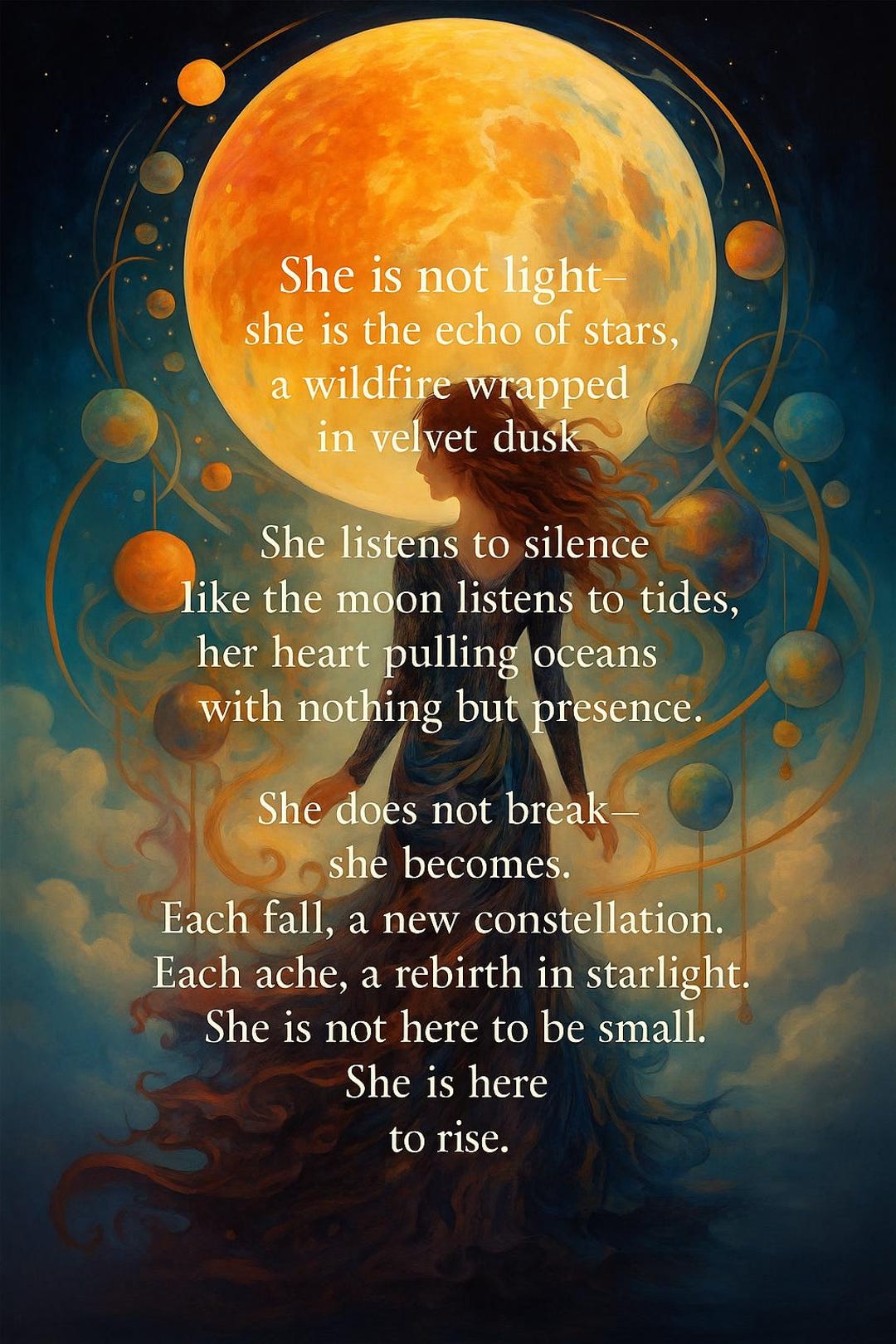 She Who Rises With the Moon | Printable Wall Art | Feminine Cosmic Art ...