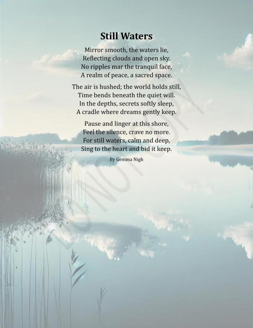 Still Waters Poem Digital Download Reflective Wall Art & Creative PDF ...