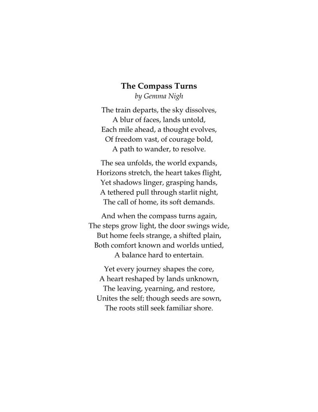The Compass Turns by Gemma Nigh Bittersweet Digital Download Poem - Etsy