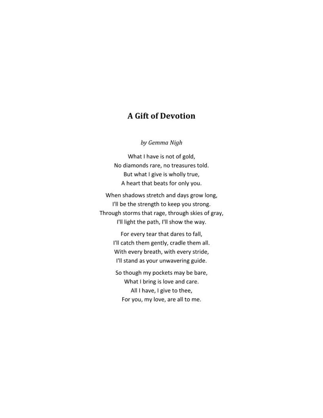 A Gift of Devotion Poem Personalized Art Print Romantic Love, Poetry ...