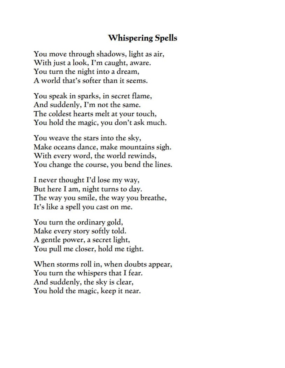 Whispering Spells Poem on Love and Transformation Digital PDF Download ...