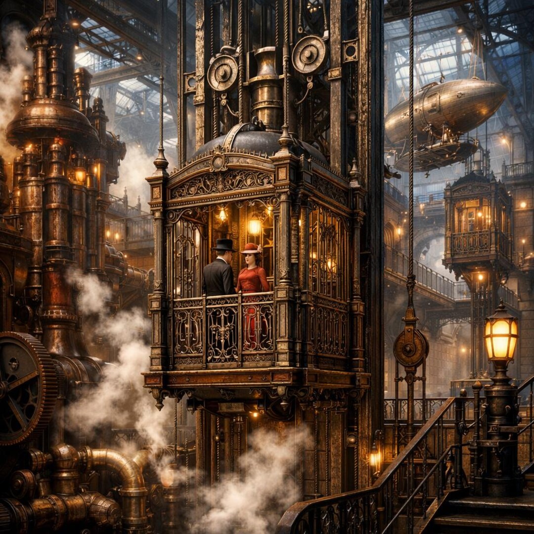 Victorian Clockwork Computers & Airship Fleet 3D Industrial Art Bundle ...