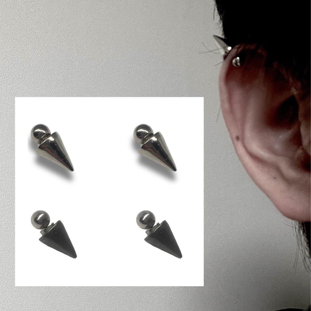 Non-piercing Spike Cone 2pc Fake Earrings Cartilage Piercing Magnet ...