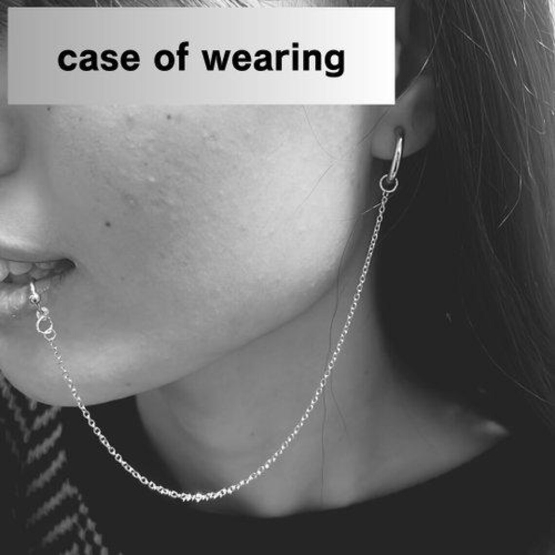 Chain Piercing Without HOLE CHAIN EARRING Fake Fake Earring Lip Ear ...