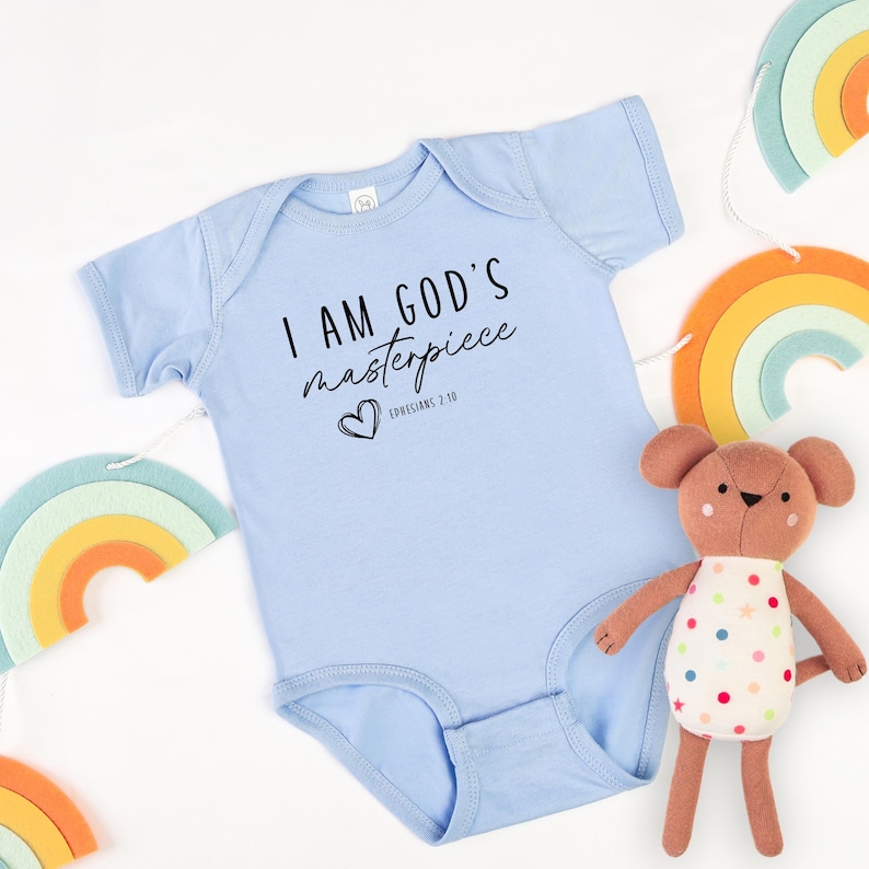 God's Masterpiece Baby Onesie, Heart Detail, Ephesians 2:10 Infant ...