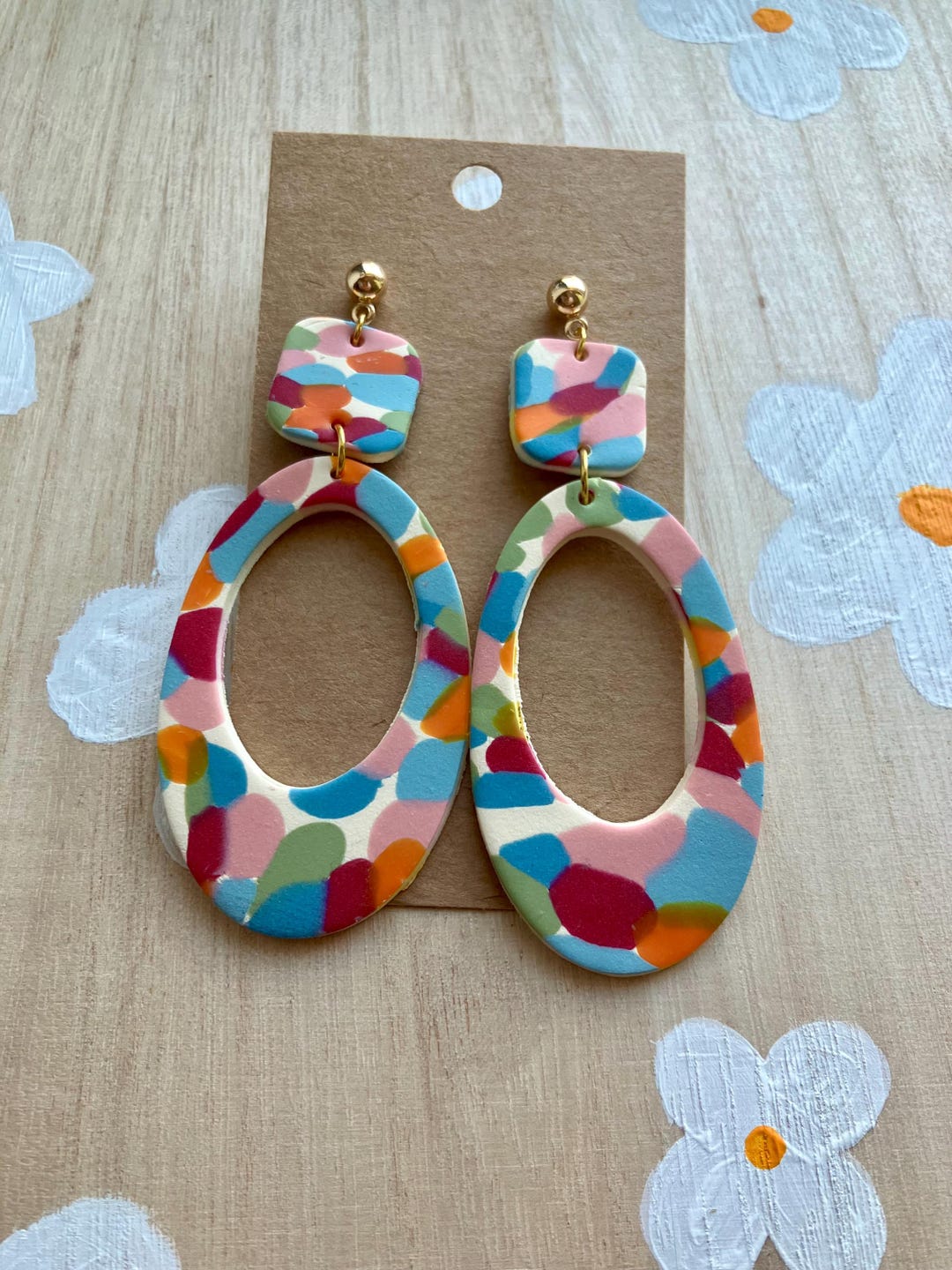 Groovy 70s Style Hoop & Square Earrings - Etsy