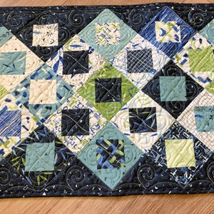 Blue and Green Quilted Table Runner, collage Table Runner Quilt Lil Kim ...
