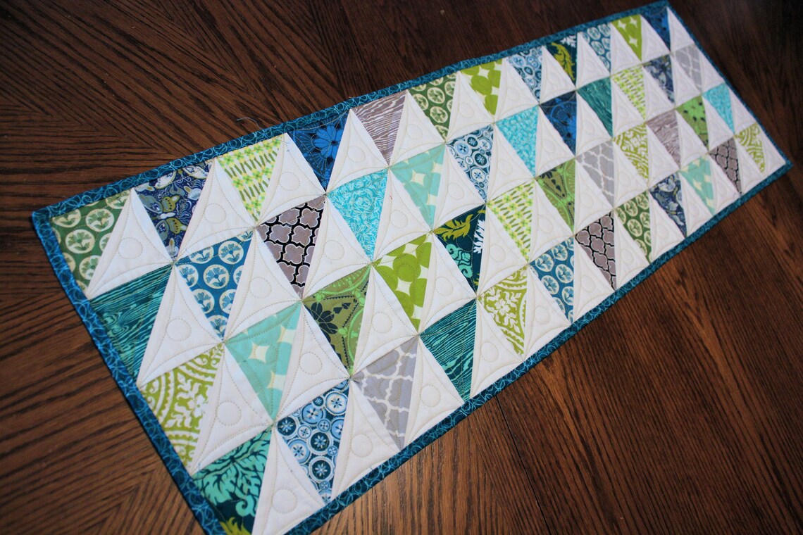 Modern Quilted Table Runner Half Square Triangle Runner in - Etsy