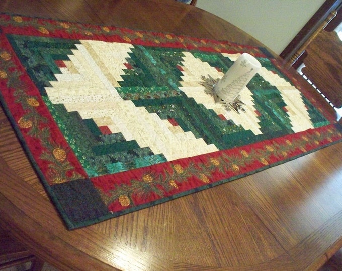 Large Log Cabin Christmas Table Runner - 24" X 60" - Etsy