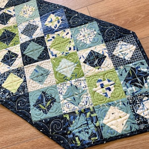 Blue and Green Quilted Table Runner, collage Table Runner Quilt Lil Kim ...