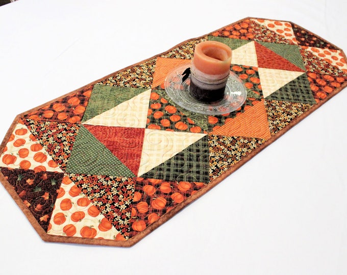Autumn Quilted Table Runner, Fall Pumpkins Table Runner Quilt ...