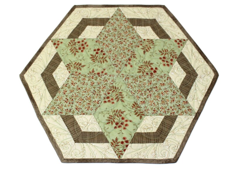 One Star Hexagon Quilted Table Topper or Candle Mat in Soft - Etsy