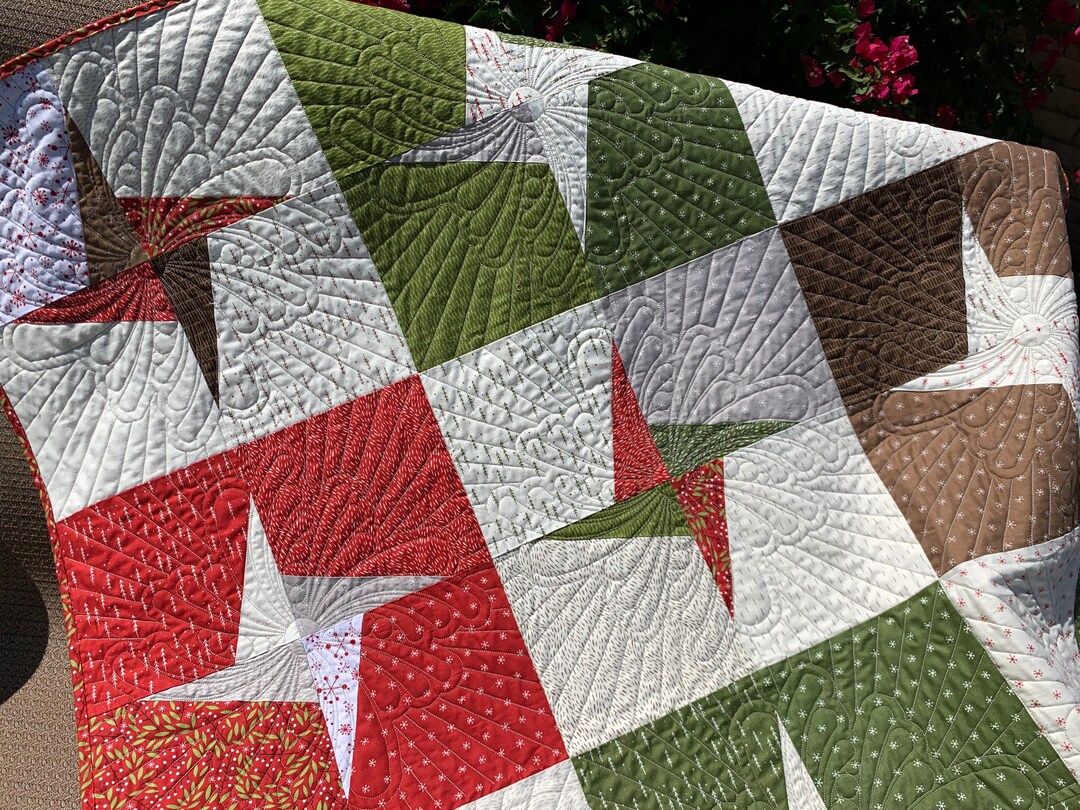 Christmas Lap Quilt, Merriment Fabric by Gingiber for Moda, Stella Star ...