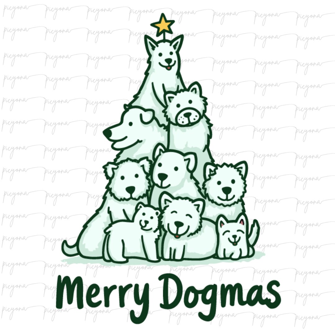 Merry Dogmas Cute Christmas Dog Tree PNG Funny Holiday Design PNG ...