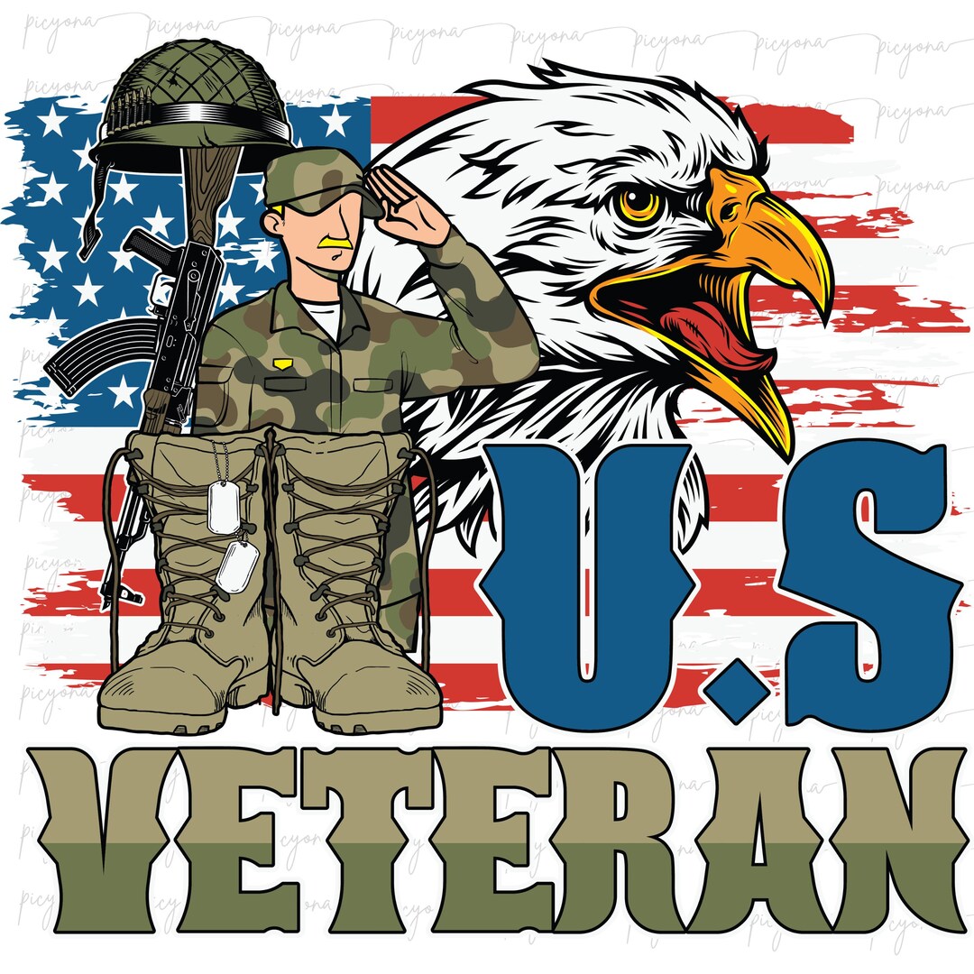 U.S Veteran Military Tribute PNG Patriotic Eagle and Soldier Design ...