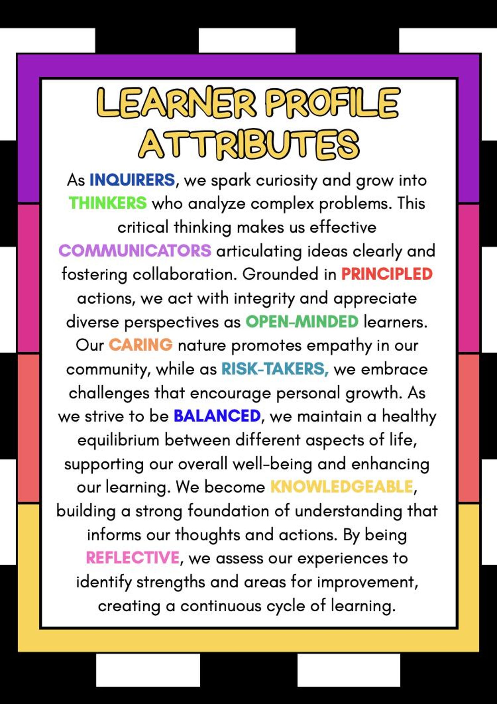 Printable Learner Profile Attributes Poster - Etsy
