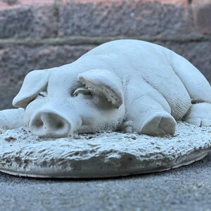 Sleeping Pig Sculpture Stone Farm Animal Figurine Concrete Relaxion Pig ...
