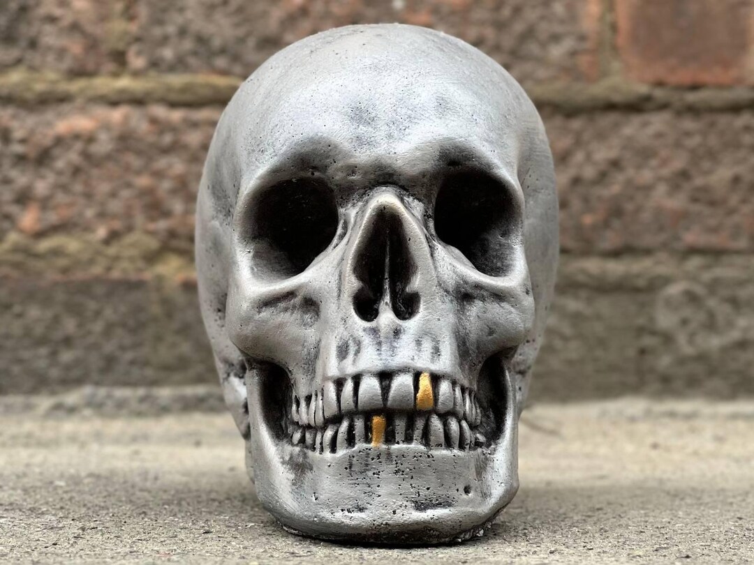 Concrete Skull Statue Outdoor Skull Decoration Gothic Garden Sculpture ...