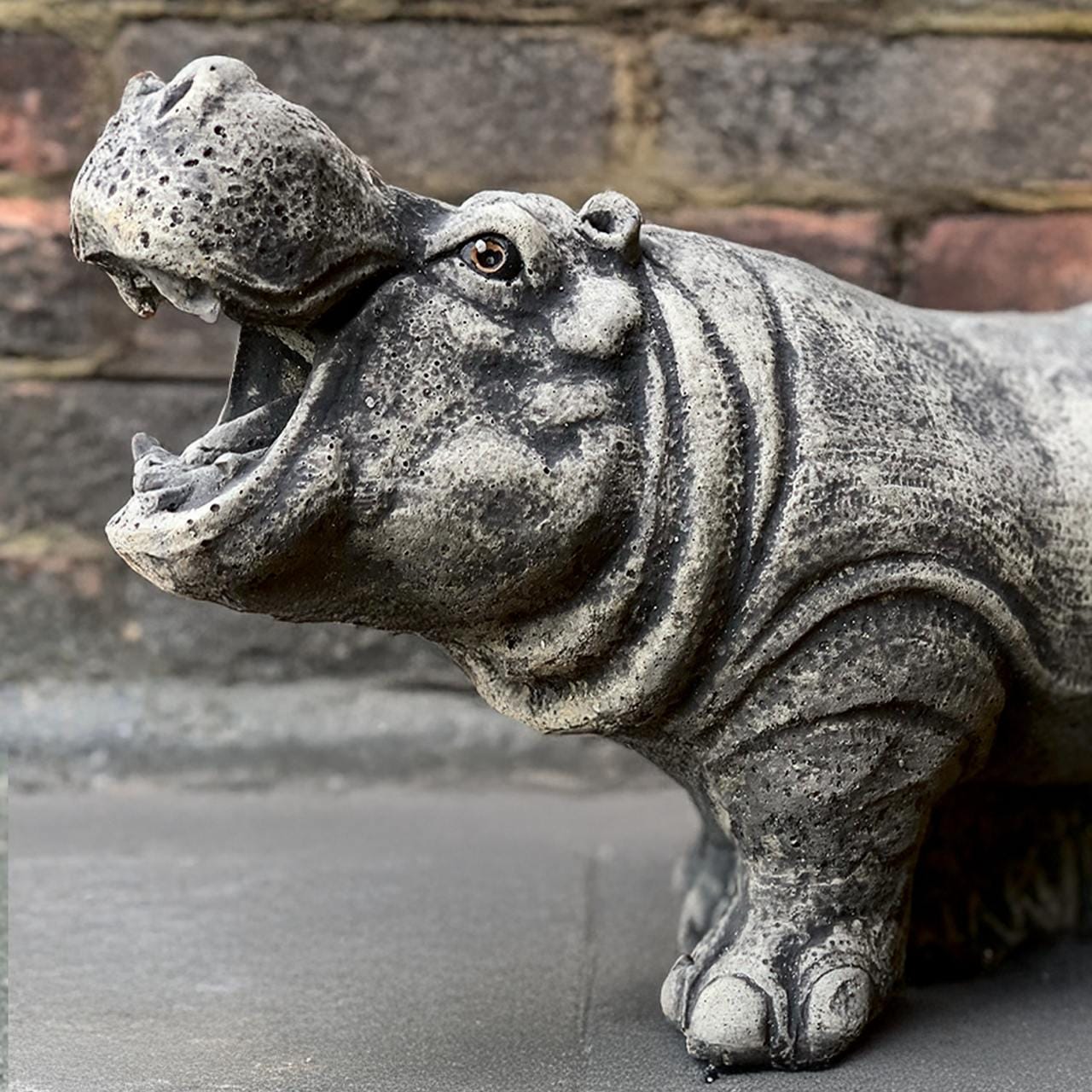 Outdoor Hippo Sculpture Concrete Hippopotamus Figurine Stone Animal ...