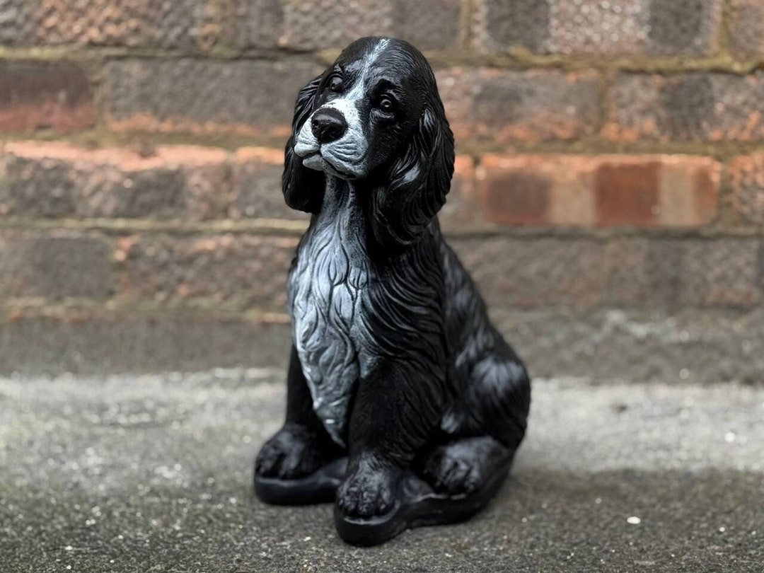 Unique Spaniel Statue Stone Dog Figurine Concrete Pet Sculpture Outdoor ...