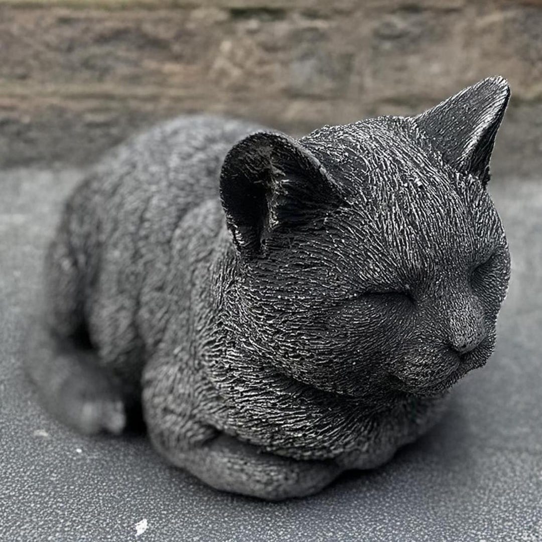 Outdoor Stone Cat Statue Concrete Cat Statue Cat Garden Figure Cat ...